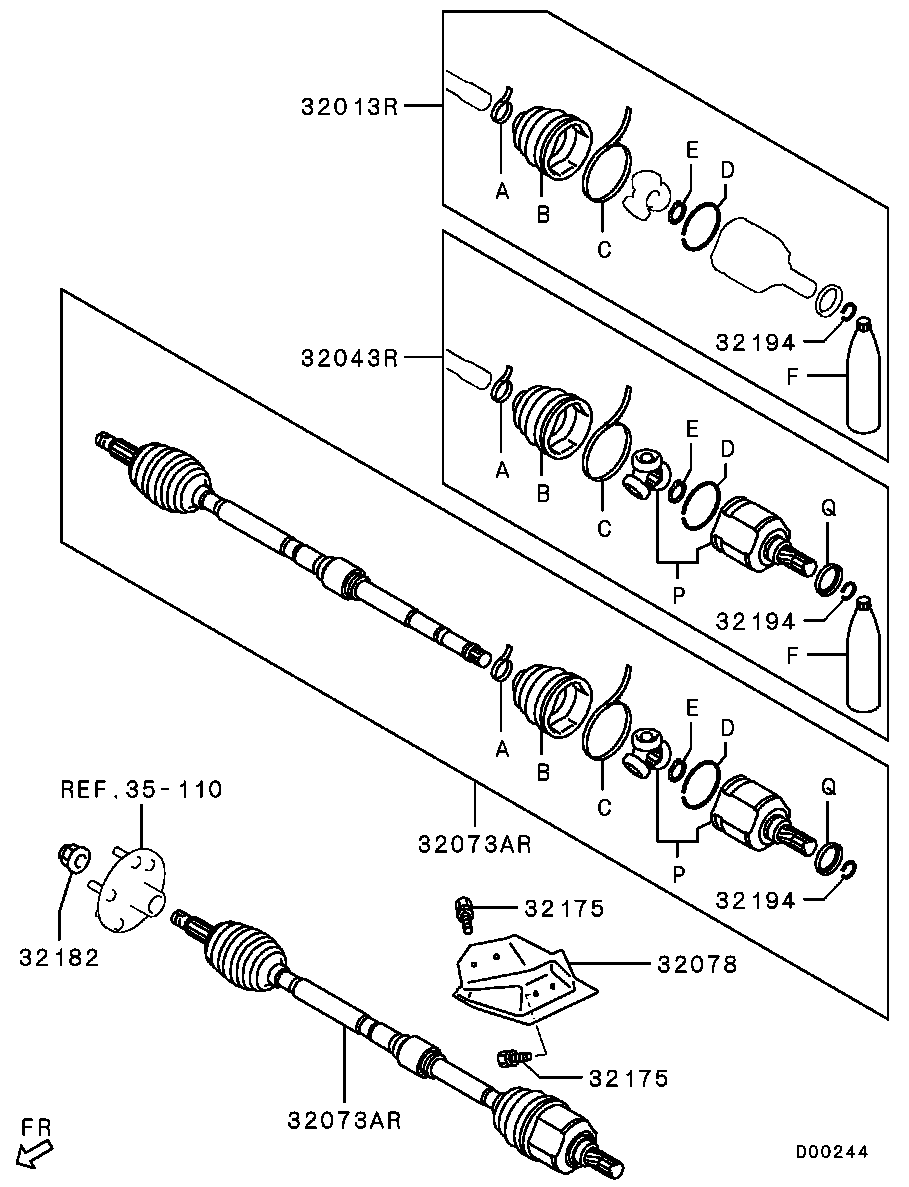 3817A244 Joint Kit,Fr Axle Shaft,Lh Mitsubishi | YoshiParts