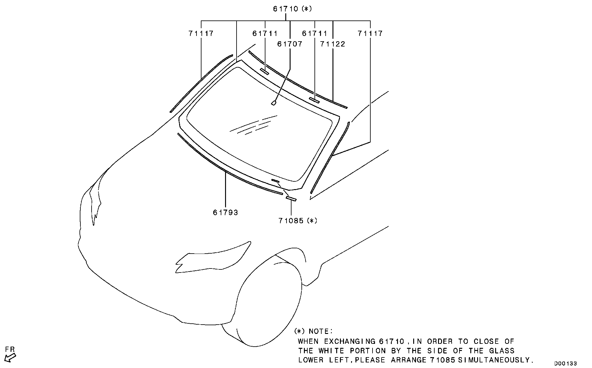 6107A083 Moulding,Windshield,Upr Mitsubishi | YoshiParts