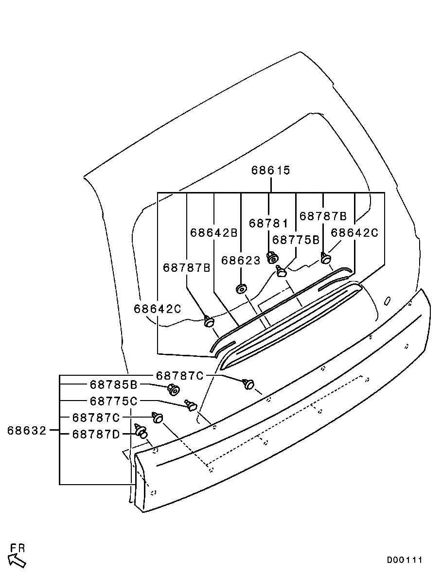 5817A145XA Garnish,Tailgate,Lwr Mitsubishi | YoshiParts