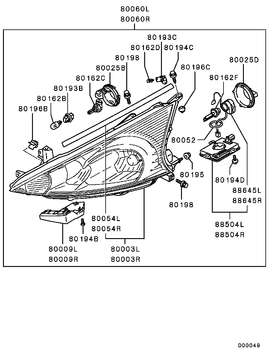 8301B900 Headlamp Kit,Rh Mitsubishi | YoshiParts