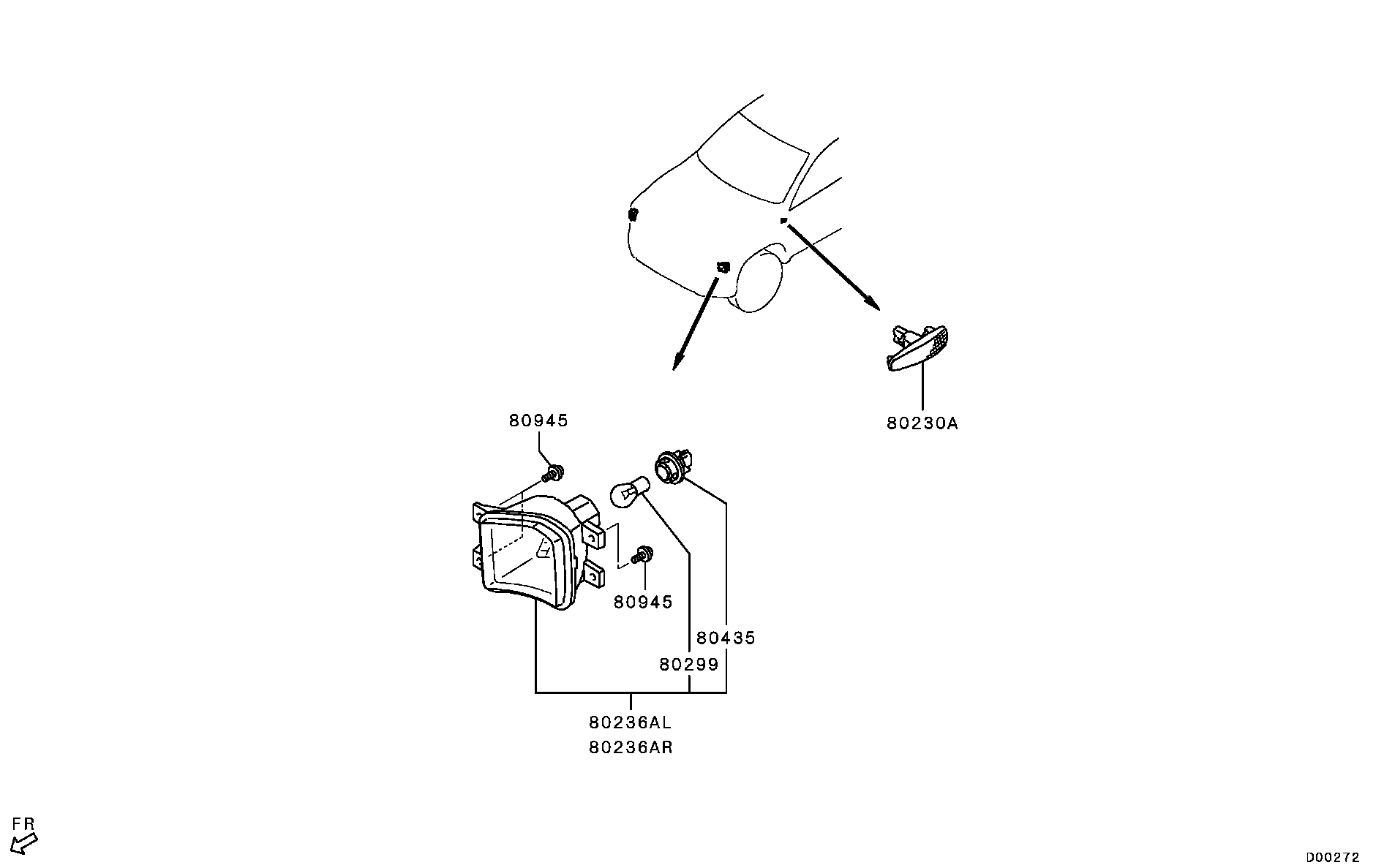 8351A153 Lamp Assy,Side Turn Signal,Fr Mitsubishi | YoshiParts