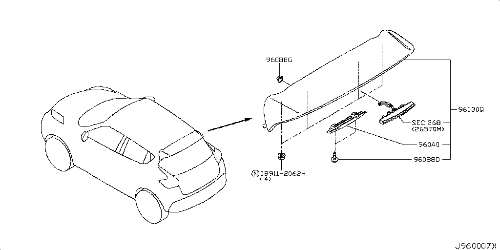 96030-3YW0B Air Spoiler Nissan | YoshiParts