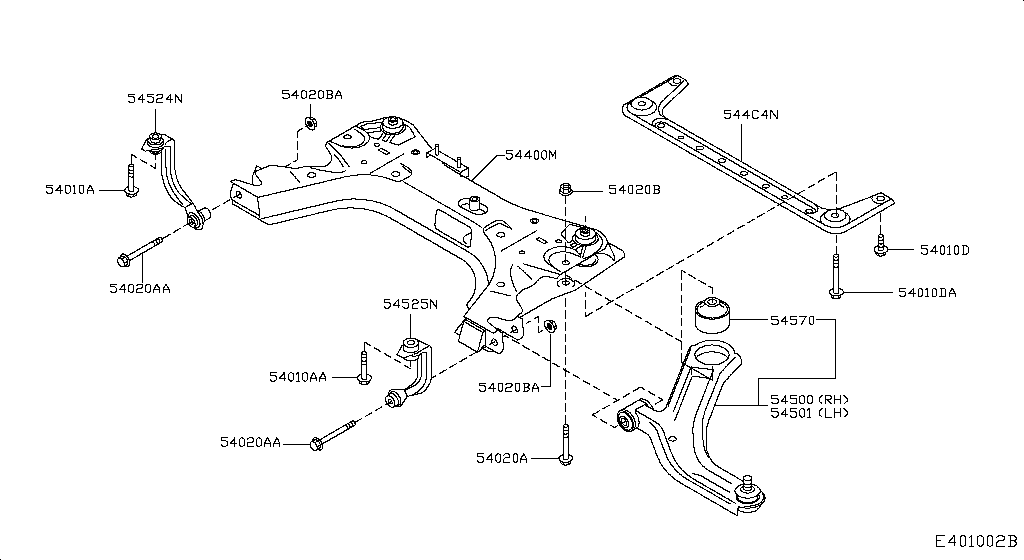 544C4-BC01A Stay Assy-Front Nissan | YoshiParts