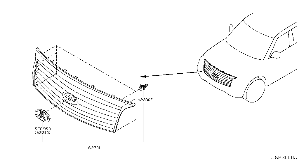 62310-5ZA0A Grille-Radiator Nissan | YoshiParts