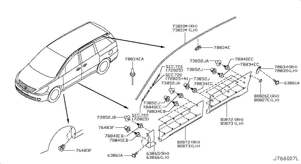 78873-CM75A Mldg-Rr Fdr,B L Nissan | YoshiParts