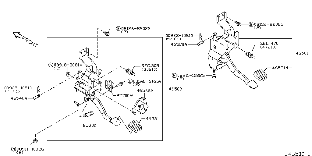 46503-MD31A Pedal, Assy Clutch Nissan | YoshiParts