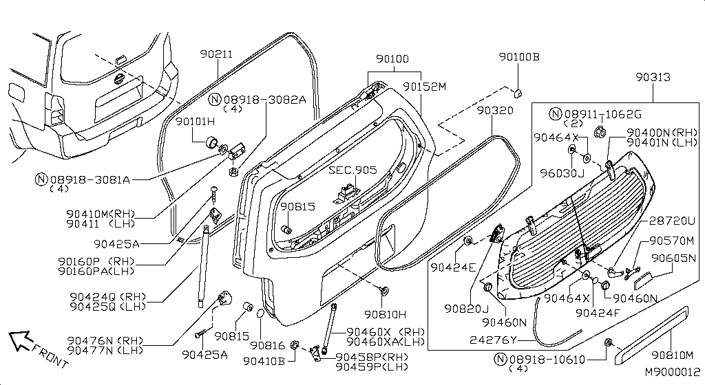 90810-4X50B A Fin Back Door Nissan | YoshiParts