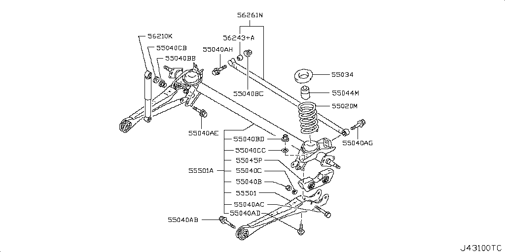 55020-6A00H Spring, Rear Suspension Nissan | YoshiParts
