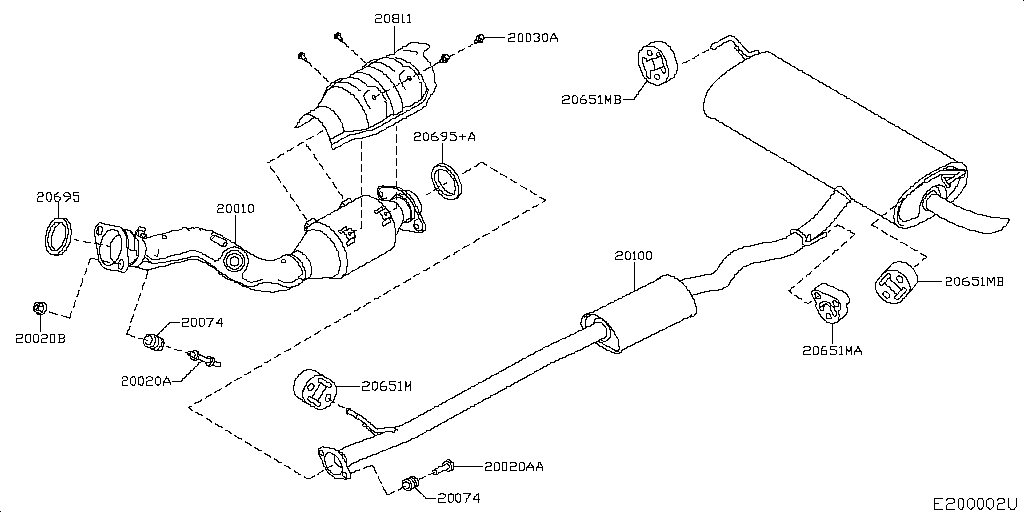 20010-JG00A Tube Exhaust Fr Nissan | YoshiParts
