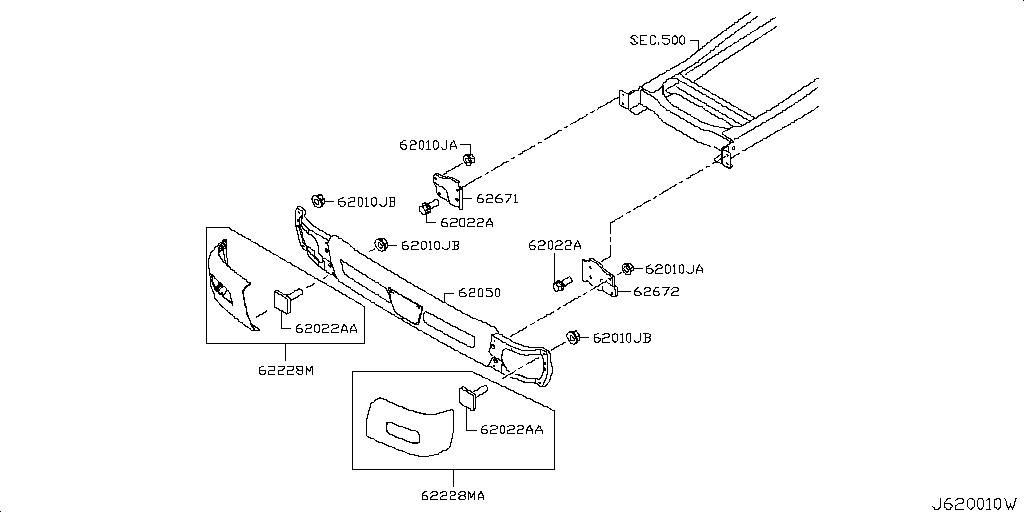 62095-HJ00A Front Bumper Stay Nissan | YoshiParts