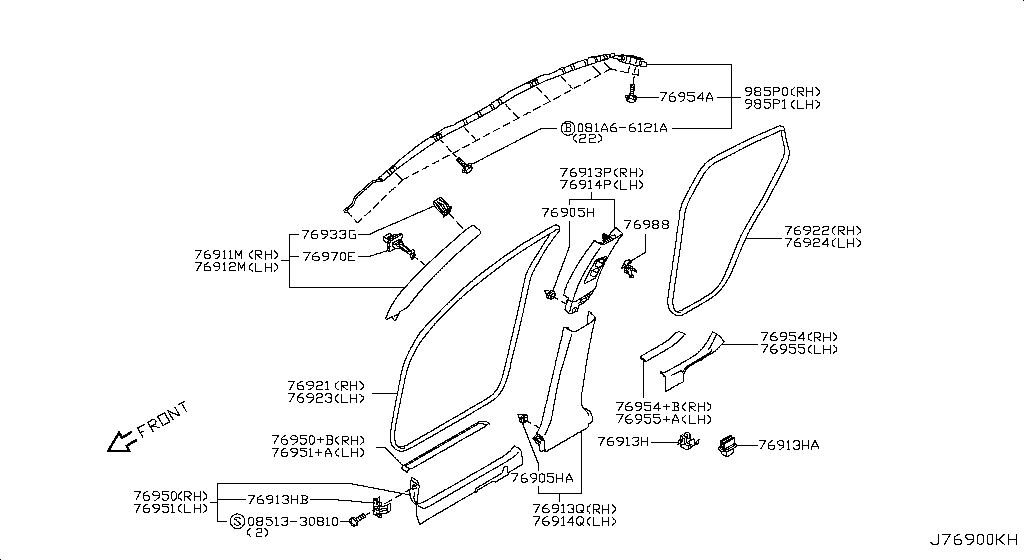 76924-1BN0B Welt Body Side Nissan | YoshiParts