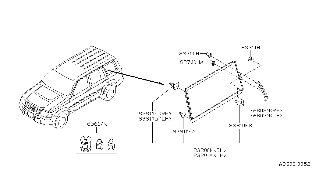 83301-WG01A Glass Assy Nissan | YoshiParts