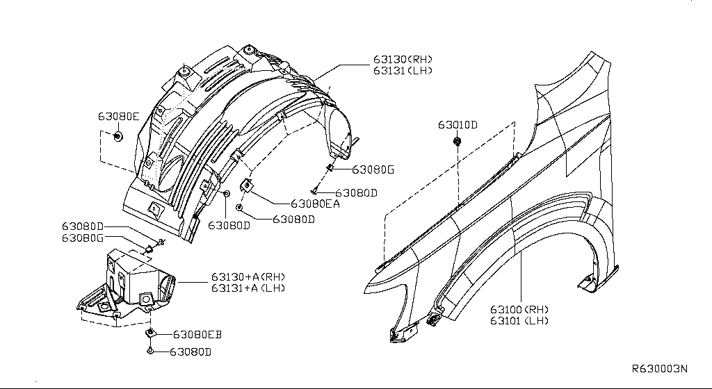 63841-1PA0A Protector-Front Fender,Lh Nissan | YoshiParts