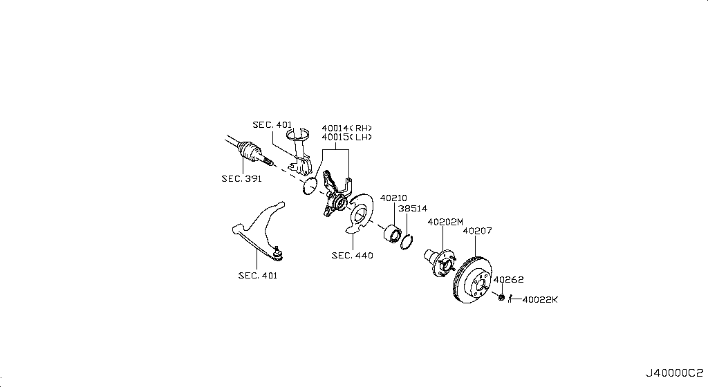 40014-95F0B Spdl-Knuckle,Rh Nissan | YoshiParts