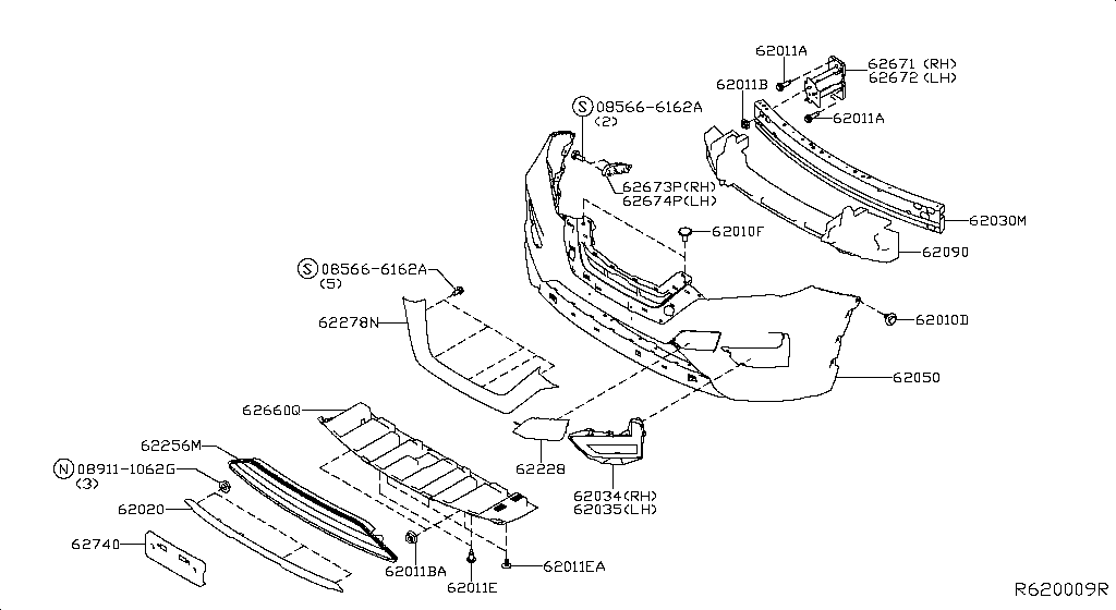 62030-6FL0A Armature Assy-Front Bumper Nissan | YoshiParts