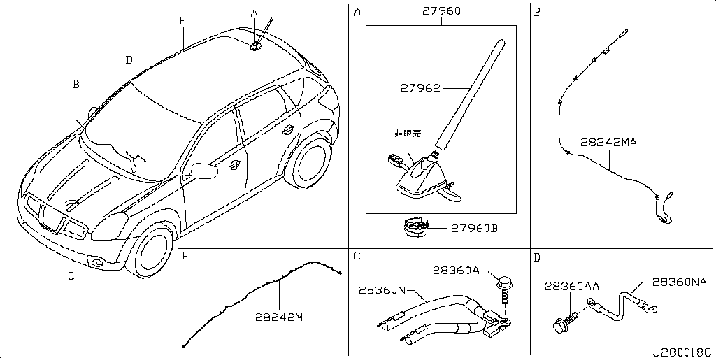 28241-JE00A Feeder, Antenna Nissan | YoshiParts