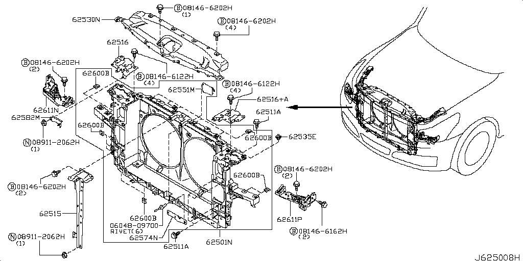 62560-JK00A Brkt-Head Lamp Nissan | YoshiParts