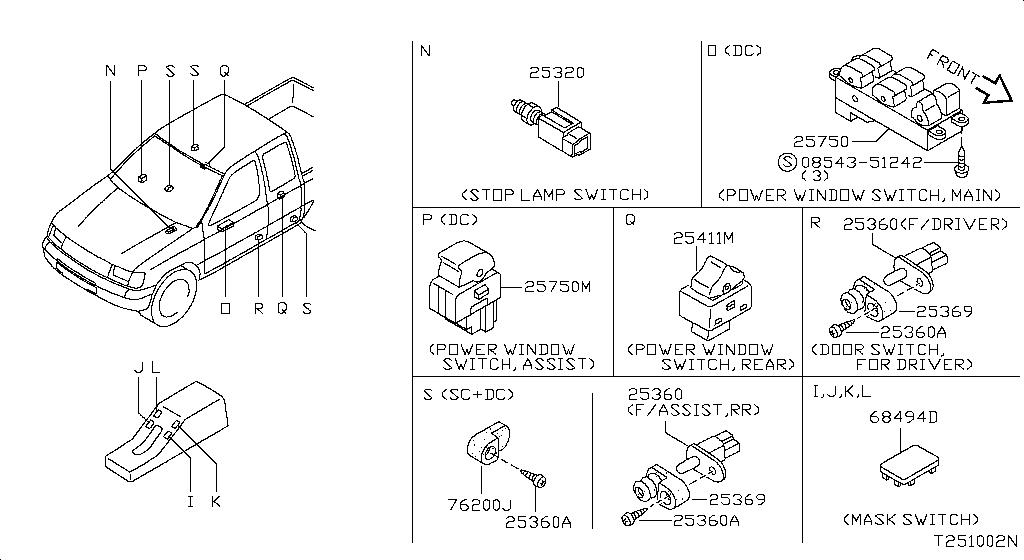 25401-VY75A Sw-Auto Power W Nissan | YoshiParts