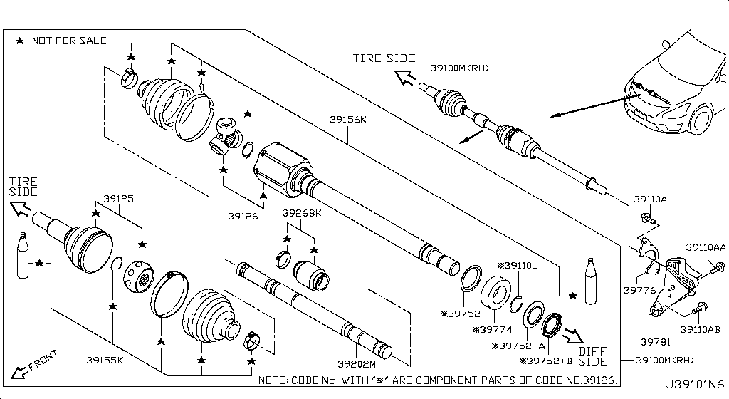 39211-3TA1A Joint Assy-Oute Nissan | YoshiParts