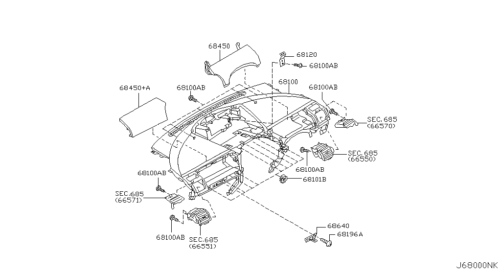 68210-CN000 Pocket-Instru Nissan | YoshiParts