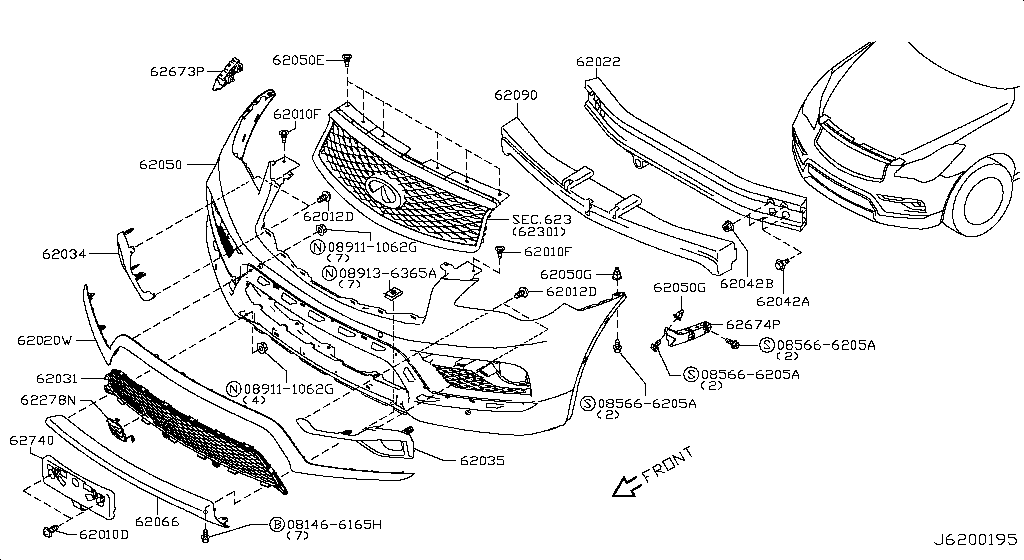 62256-5UA5A Finisher-Front Nissan | YoshiParts