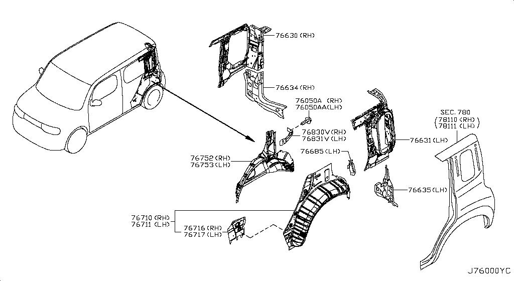 G6710-1FAMA Wheel House Out Nissan | YoshiParts