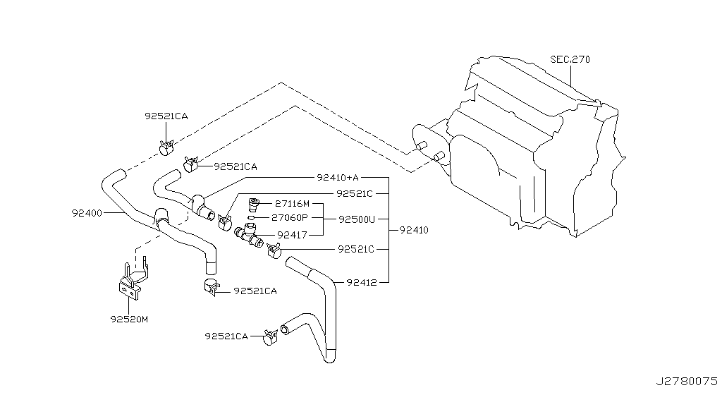 92412-AR200 Hose-Heater Nissan | YoshiParts