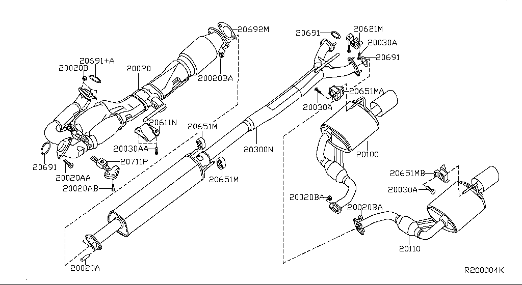 20100-ZY70A Muffler Assy-Exhaust,Main Nissan | YoshiParts