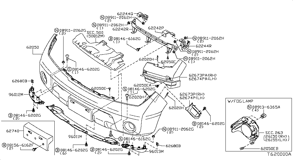 62022-JR34A Face-Fr Bumper Nissan | YoshiParts