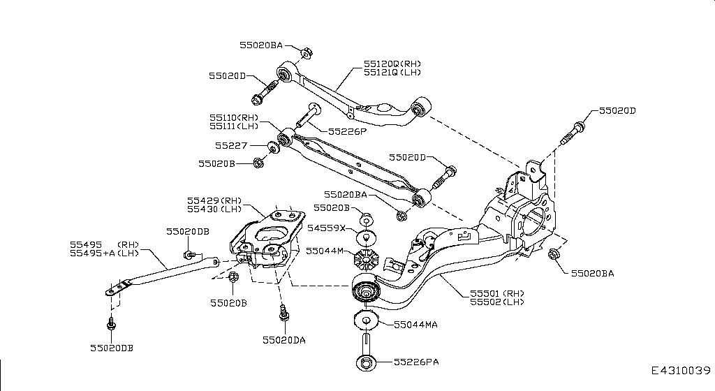 55429-JD000 Brkt Assy-Rr,Rh Nissan | YoshiParts