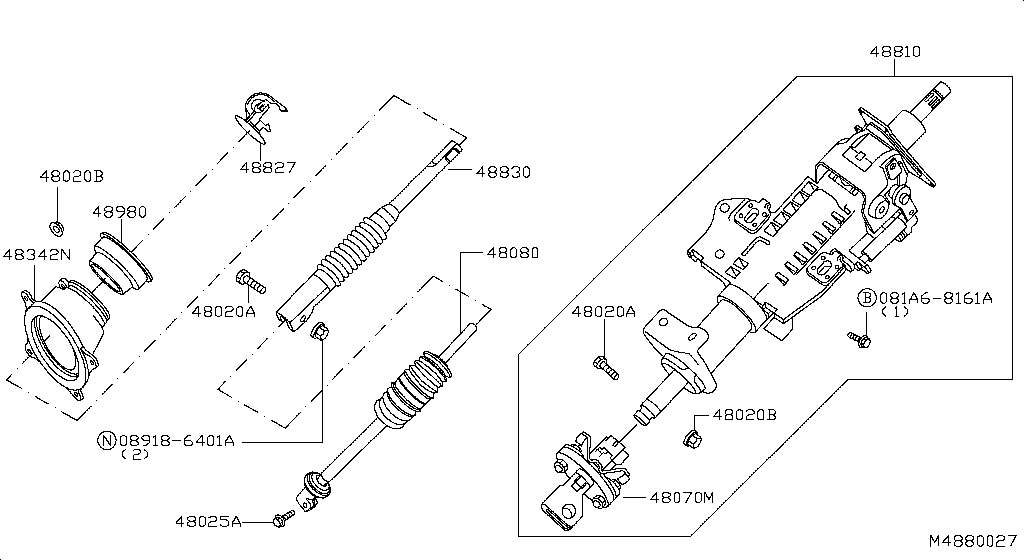 48080-5X00A Joint Assy-Stee Nissan | YoshiParts