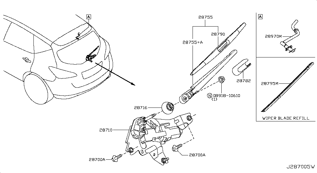 28790-1FA0A Blade Assy-Back Nissan | YoshiParts