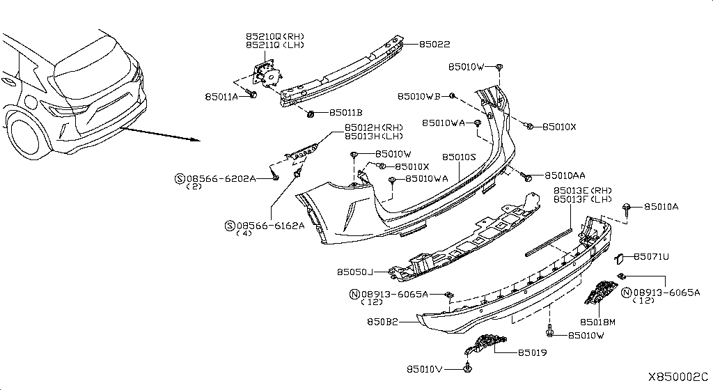 85211-5NA0A Stay Assy-Rear Nissan | YoshiParts