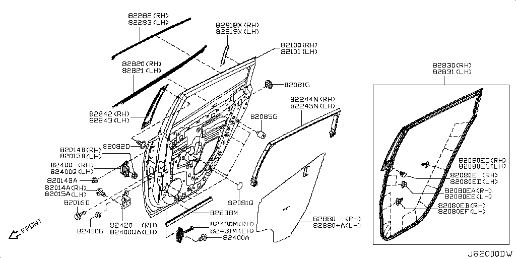 822D4-3NA0A Cover-Sash Inne Nissan | YoshiParts