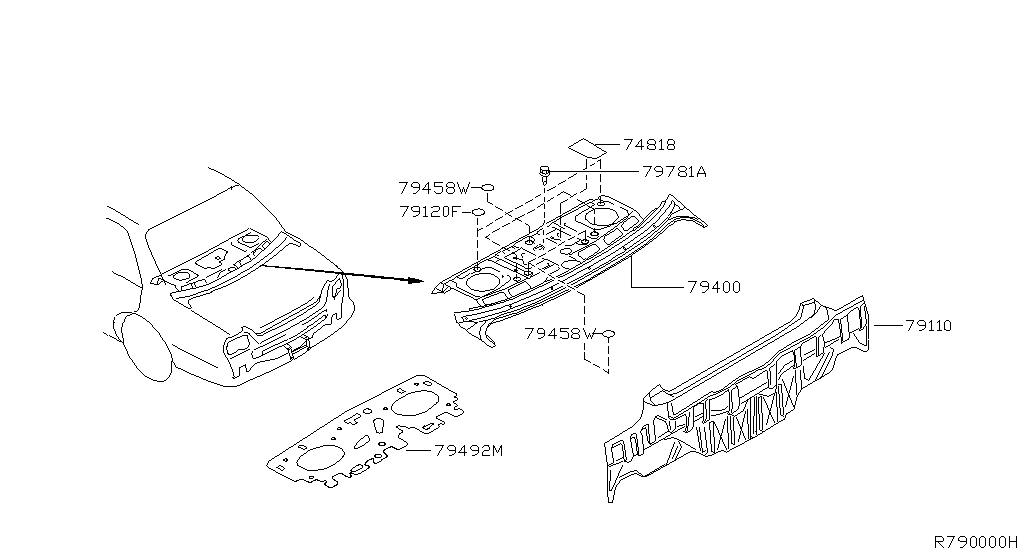 79110-ZB030 Panel-Rear,Uppe Nissan | YoshiParts