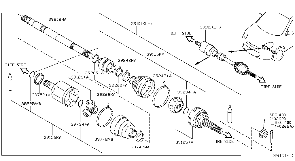39211-1HS0A Joint Assy-Oute Nissan | YoshiParts