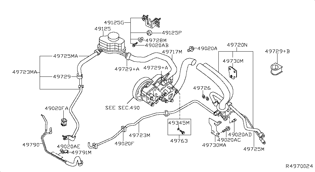 49725-JA00A Hose-Return,P/S Nissan | YoshiParts