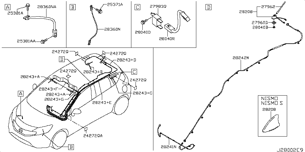 28243-5WH2A Feeder, Antenna Nissan | YoshiParts