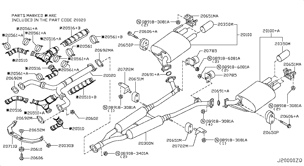 20100-EH500 Muffler Assy Nissan | YoshiParts