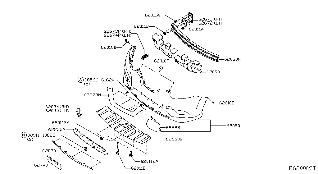 62030-6FL0A Armature Assy-Front Bumper Nissan | YoshiParts