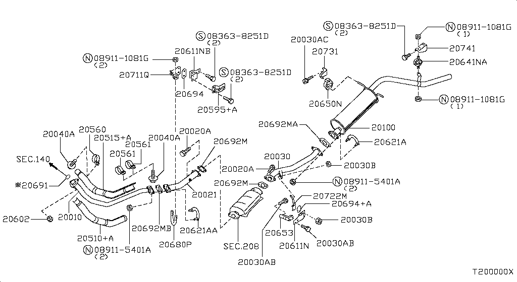 20100-VJ40A Muffler Assy Nissan | YoshiParts
