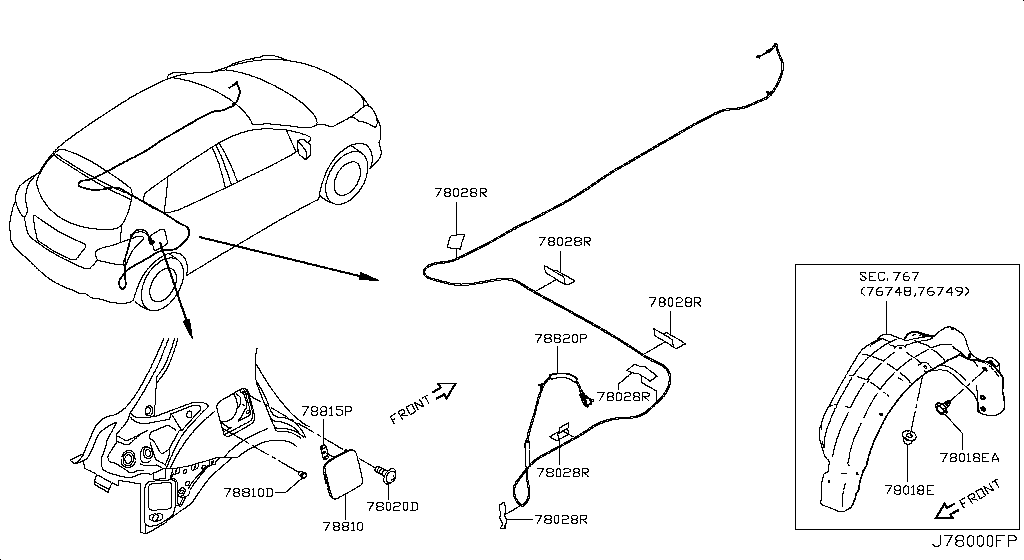 78830-3DN0A Lid-Gas Filler Nissan | YoshiParts