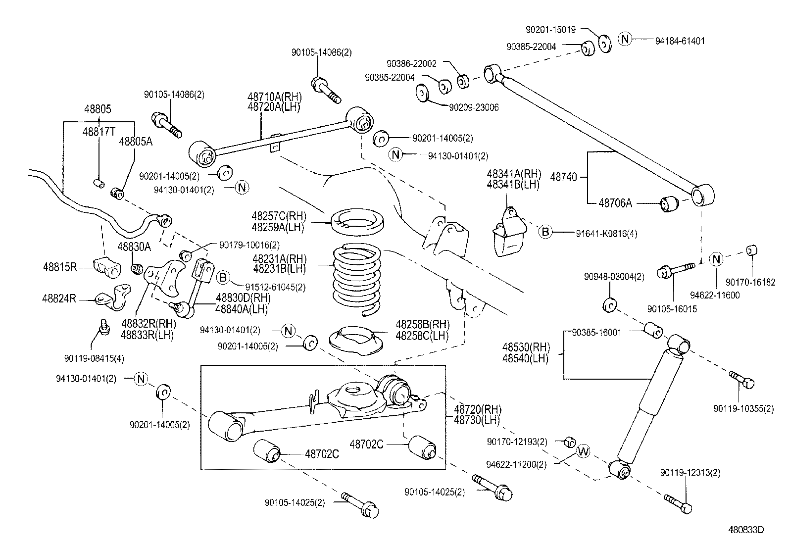 48706-28020 Bush Sub-Assy, Lateral Control Rod Toyota | YoshiParts
