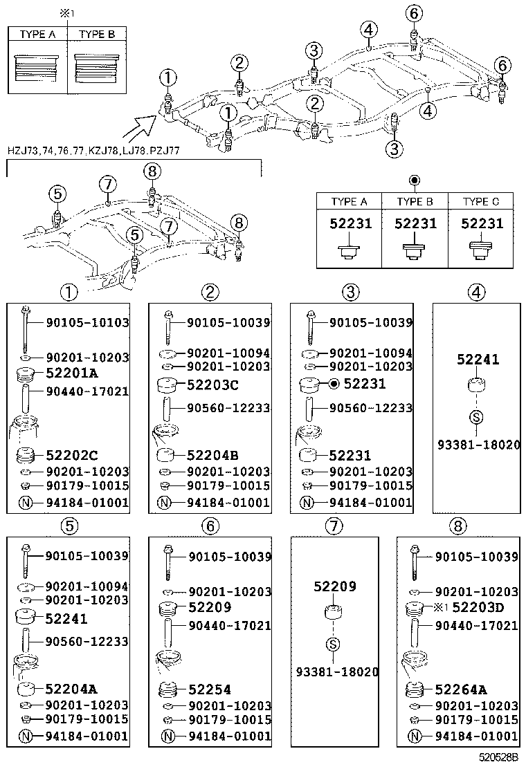 52202-60020 Cushion Sub-Assy, Cab Fr Mounting, Lwr Toyota | YoshiParts