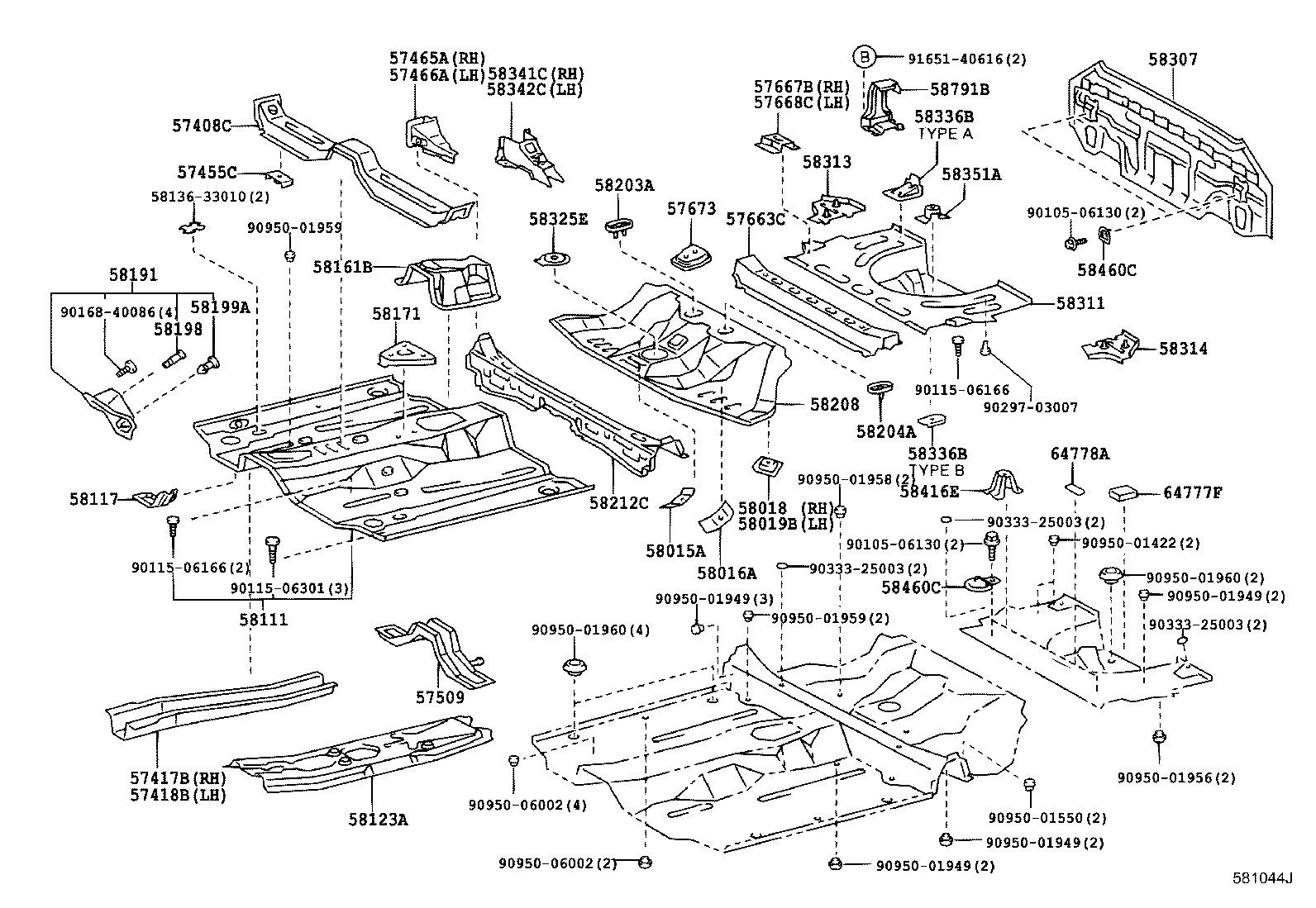 58191-20100 Footrest, Front Floor Toyota | YoshiParts