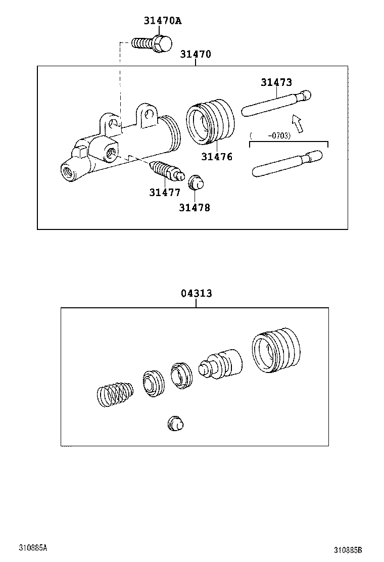 04313-37030 Cylinder Kit, Clutch Release Toyota | YoshiParts