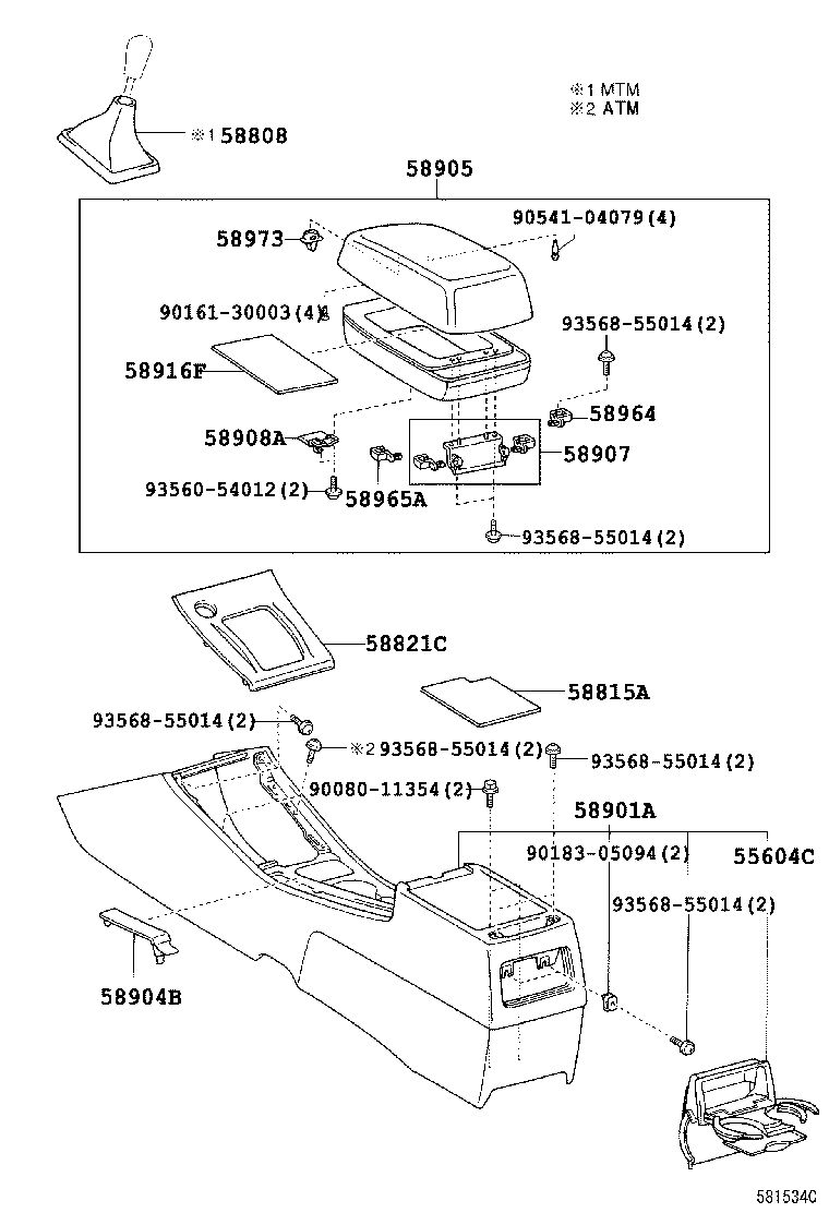 55604-AB010-B0 Holder Sub-Assy, Console Box Cup Toyota | YoshiParts