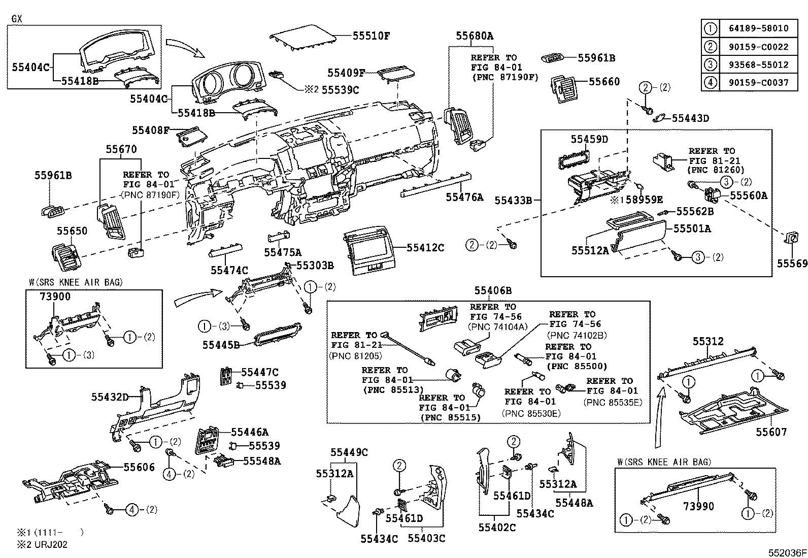 55607-60111 Cover Sub-Assy, Instrument Panel Under, No.2 Toyota ...