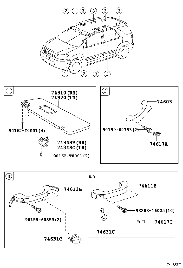 74603-0K050-E0 Grip Sub-Assy, Assist, Front Toyota | YoshiParts