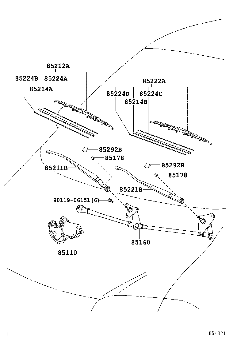 85214-48031 Rubber, Wiper Blade Toyota | YoshiParts